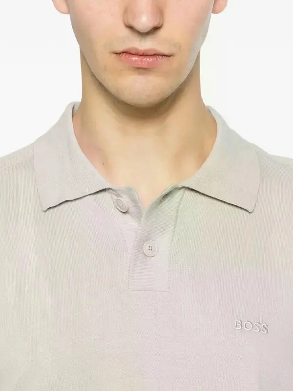 BOSS Logo-embroidered Polo-collar Sweater