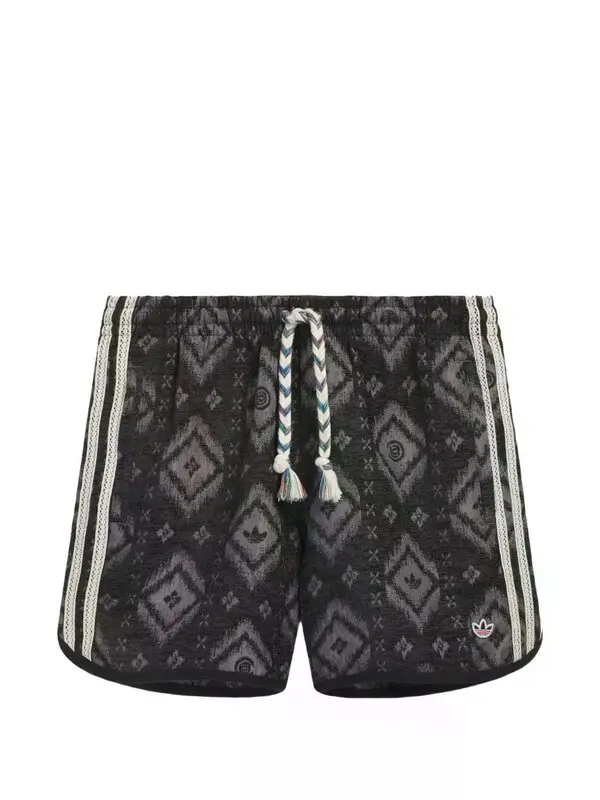 Adidas Heritage Print Drawstring Shorts - Black