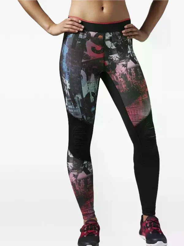 REEBOK One Series Zone Graphic-print Leggings - Black