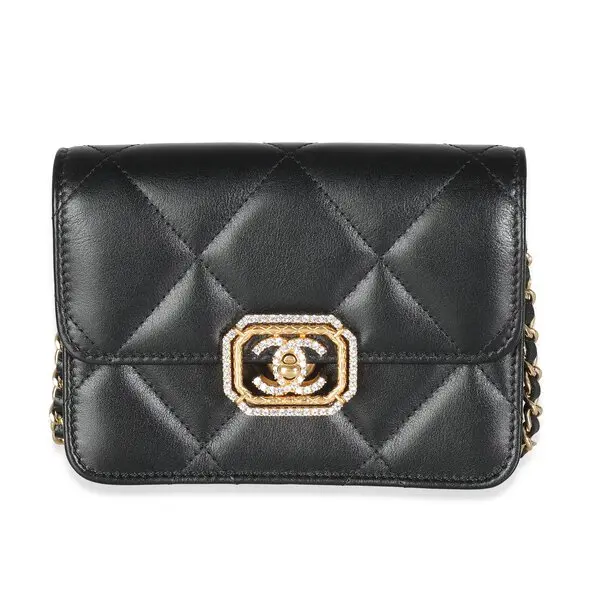 Chanel Quilted Calfskin Strass Flap Bag - Black