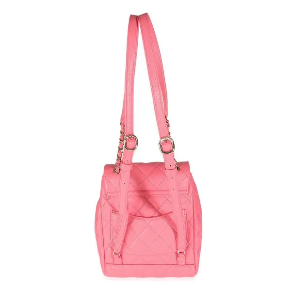 Chanel Quilted Caviar Drawstring Backpack Handbag - Pink