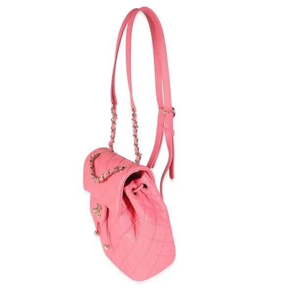 Chanel Quilted Caviar Drawstring Backpack Handbag - Pink