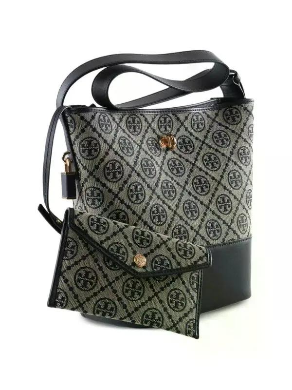 Tory Burch T Monogram Leather-trimmed Bucket Bag