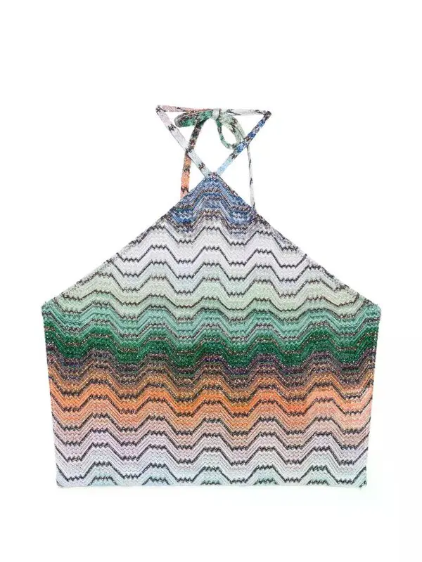 Missoni Zigzag Knit Halterneck Top - Green