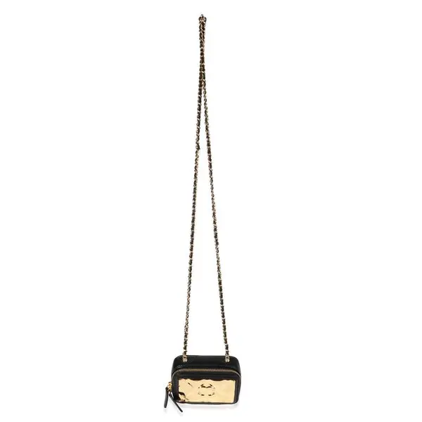 Chanel Gold Quilted Metal & Lambskin Vanity Bag