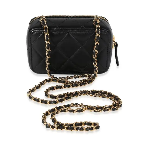 Chanel Gold Quilted Metal & Lambskin Vanity Bag