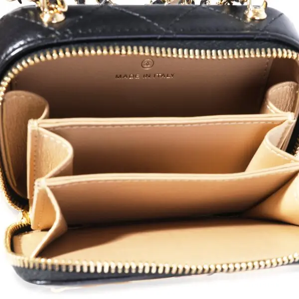 Chanel Gold Quilted Metal & Lambskin Vanity Bag