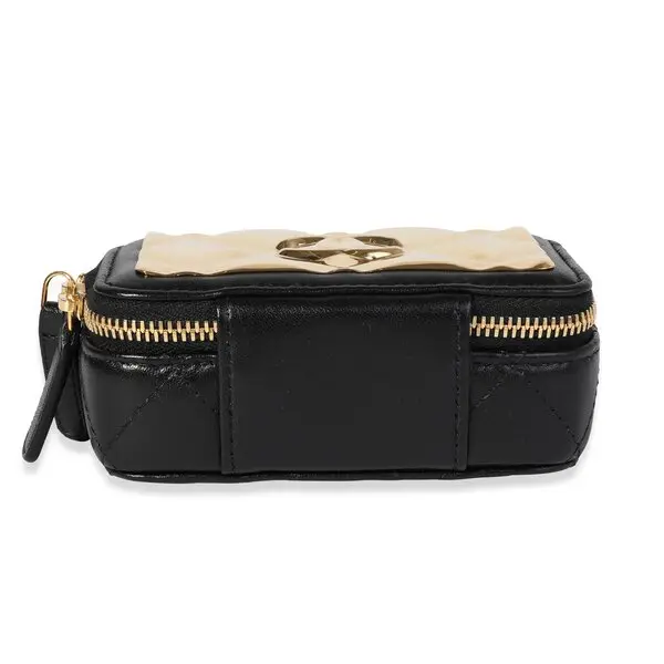 Chanel Gold Quilted Metal & Lambskin Vanity Bag