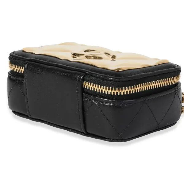 Chanel Gold Quilted Metal & Lambskin Vanity Bag
