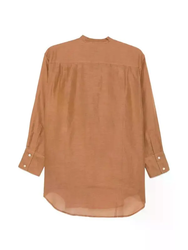 120% Lino Band-collar Shirt