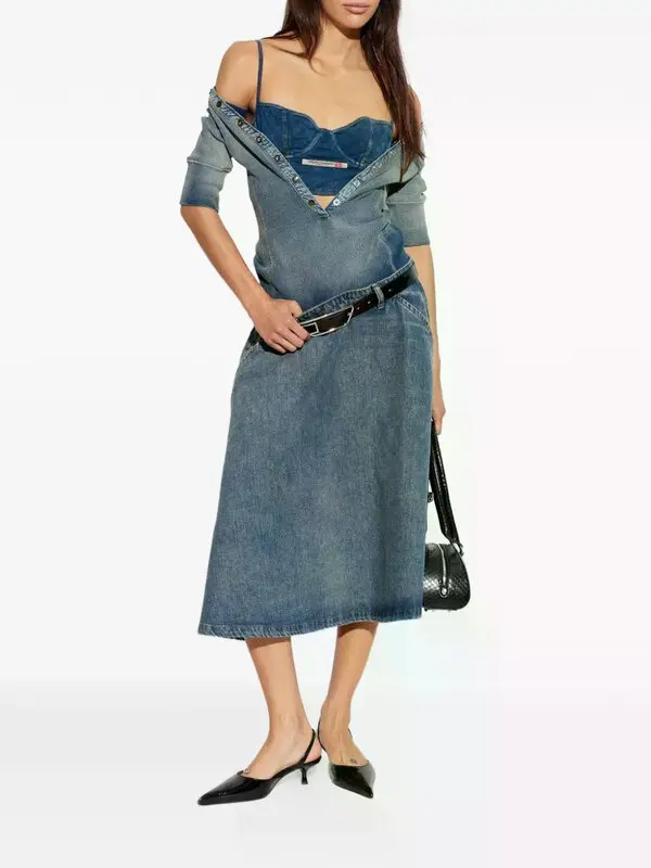 DIESEL® Ribbed-knit Panelled Midi Dress