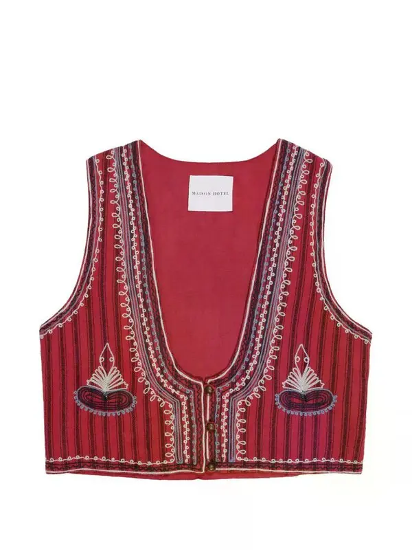 MAISON HOTEL Petra Embroidered Vest - Red