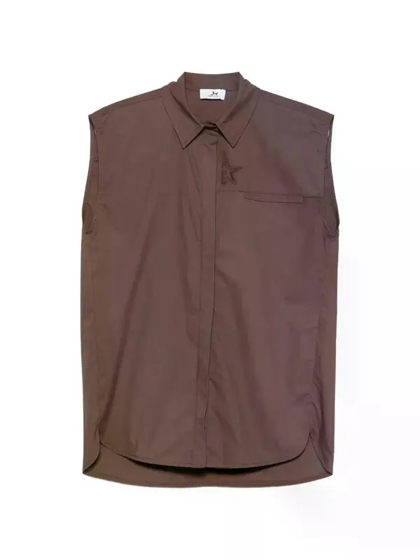 MARC ELLIS Sleeveless Logo Embroidered Shirt - Brown