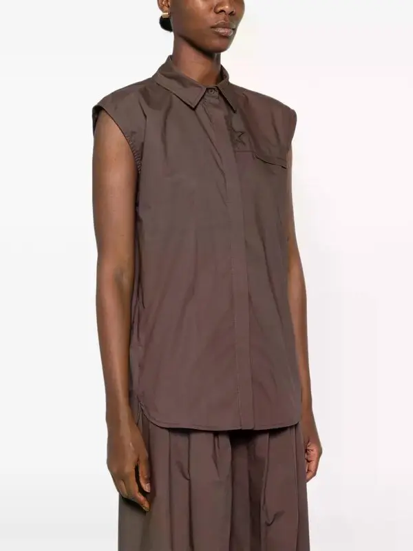 MARC ELLIS Sleeveless Logo Embroidered Shirt