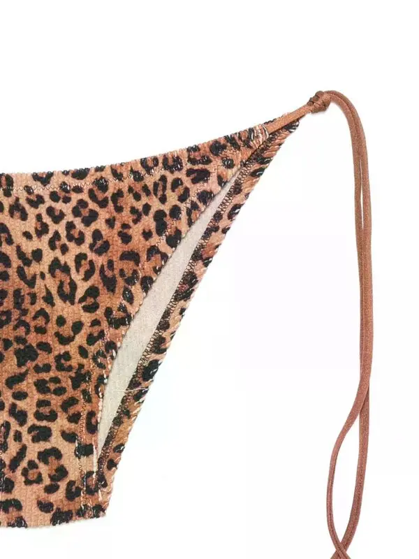 MC2 SAINT BARTH Virgo Leopard Print Crinkle Bikini Bottoms - Neutrals