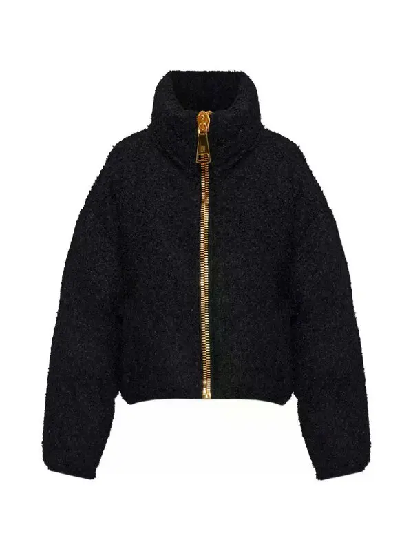 Balmain Bouclé Texture Zip-up Jacket - Black