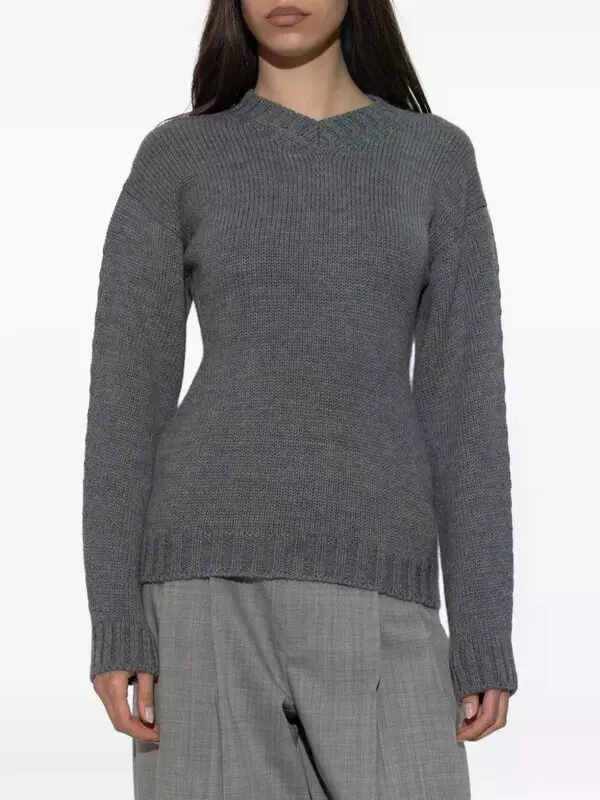 JIL SANDER Ribbed-knit V-neck Sweater