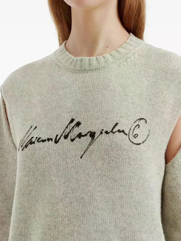 MAISON MARGIELA Logo Print Cut-out Sweater - Grey