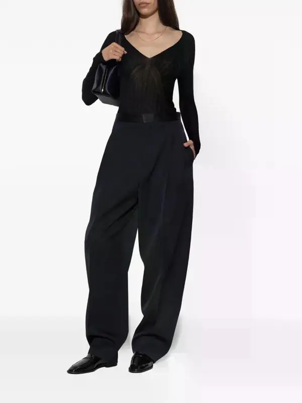 JIL SANDER Ribbed Knit V-neck Sweater - Black