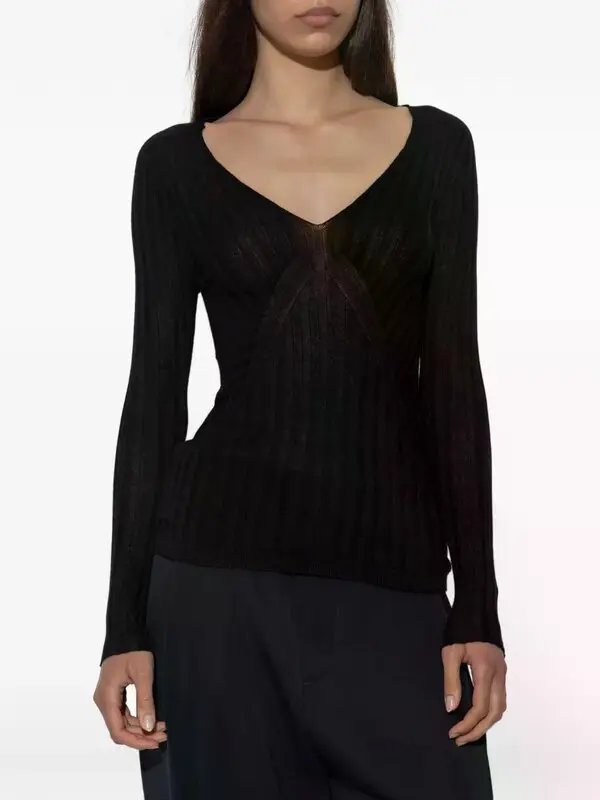 JIL SANDER Ribbed Knit V-neck Sweater