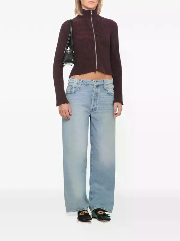 MAISON MARGIELA Frayed-hem Zip-fastening Cardigan - Brown