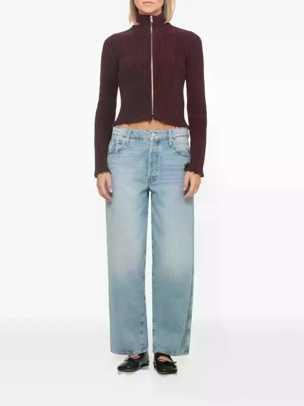 MAISON MARGIELA Frayed-hem Zip-fastening Cardigan - Brown