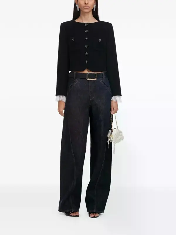 SELF-PORTRAIT Lace-trimmed Cropped Jacket
