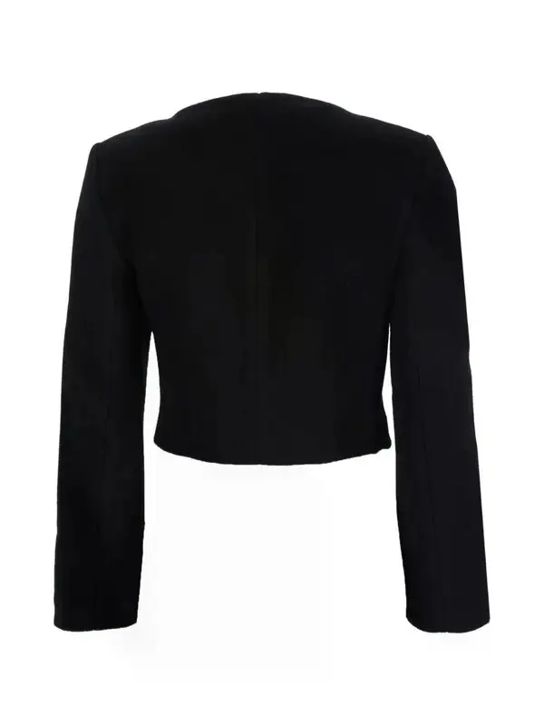 SELF-PORTRAIT Lace-trimmed Cropped Jacket - Black