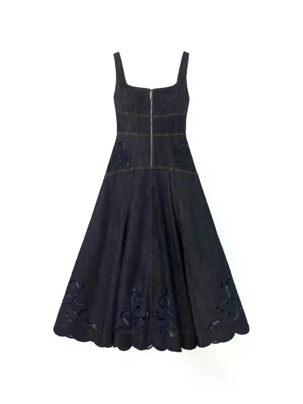 SELF-PORTRAIT Broderie Anglaise Midi Dress - Blue