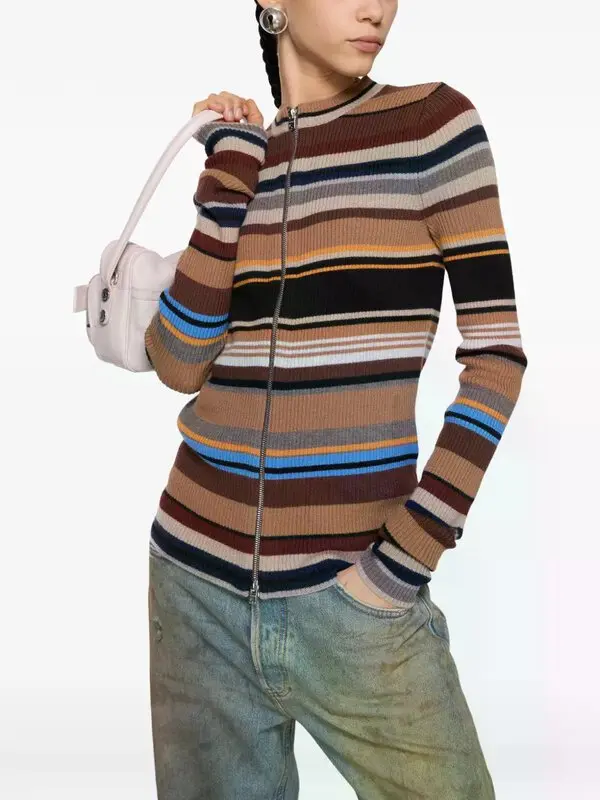 Acne Studios Striped Zip-up Cardigan