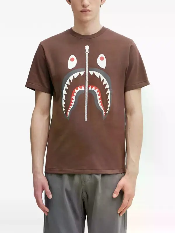 A BATHING APE Shark Graphic-print T-shirt - Brown