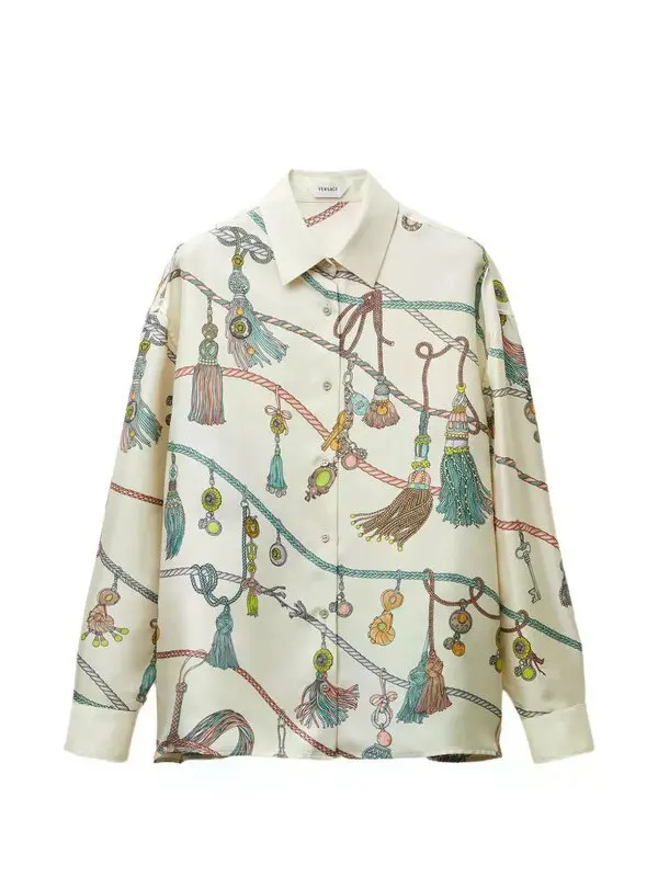 Versace Printed Silk Twill Shirt - Neutrals