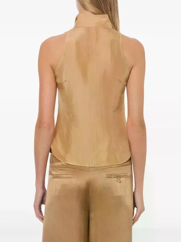 Alberta Ferretti Sleeveless Silk Gathered Shirt