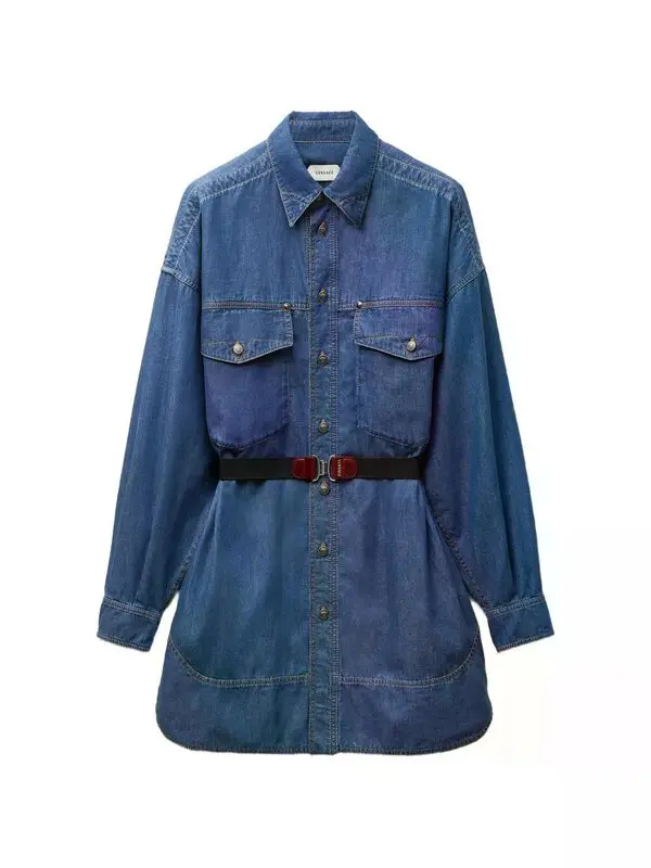 Versace Chambray Denim Mini Shirt Dress