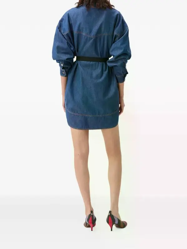 Versace Chambray Denim Mini Shirt Dress