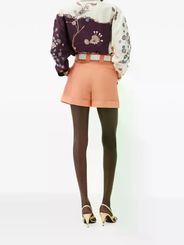 Versace Wool-linen Pleated Shorts With Medusa Hardware