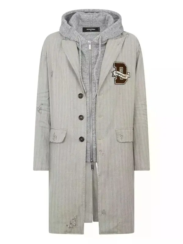 Dsquared2 Single-breasted Hooded Coat - Grey
