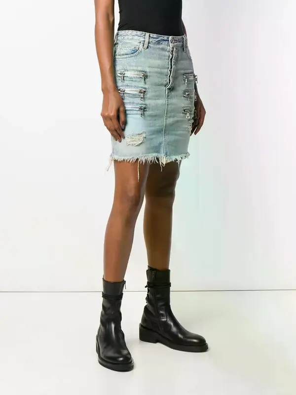 BEN TAVERNITI UNRAVEL PROJECT Zip Pockets Denim Skirt