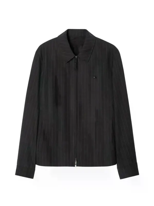 Burberry Pinstriped Wool Harrington Jacket