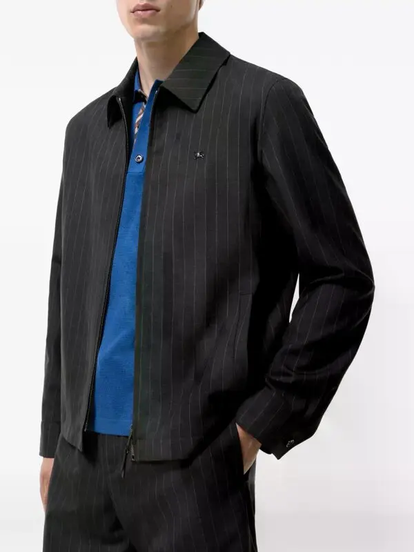Burberry Pinstriped Wool Harrington Jacket