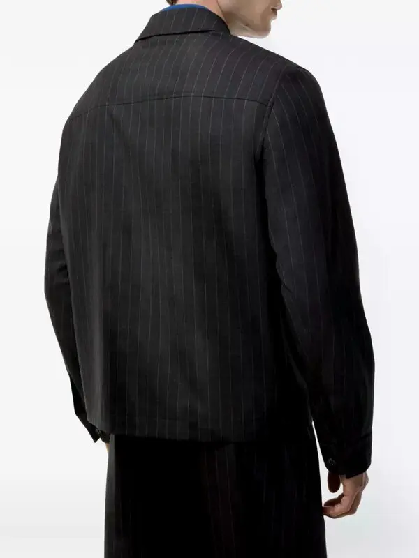 Burberry Pinstriped Wool Harrington Jacket