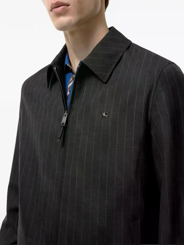 Burberry Pinstriped Wool Harrington Jacket