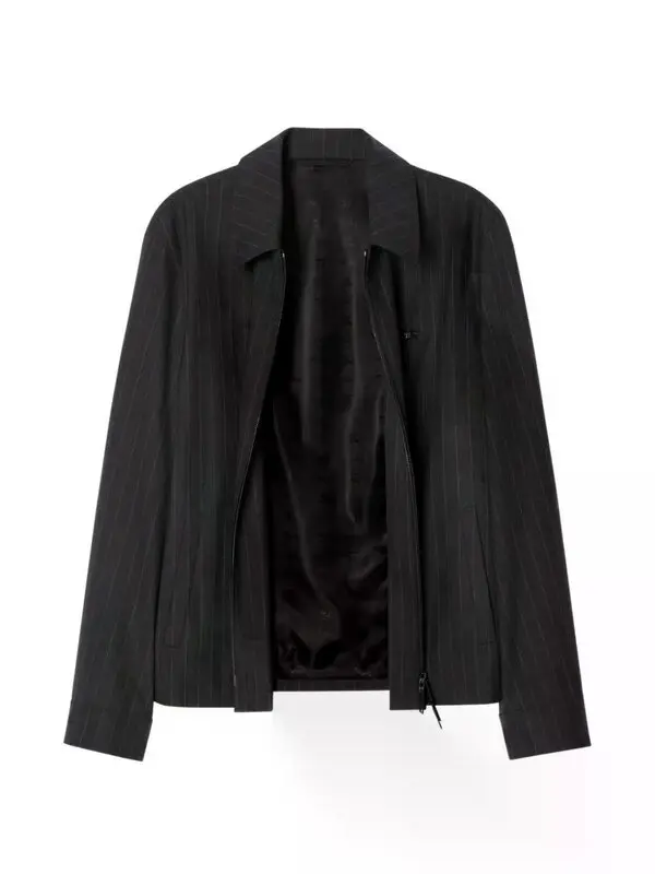 Burberry Pinstriped Wool Harrington Jacket