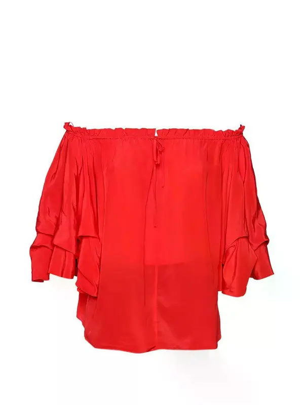 Diane Von Furstenberg Silk Ruffled Off-shoulder Top