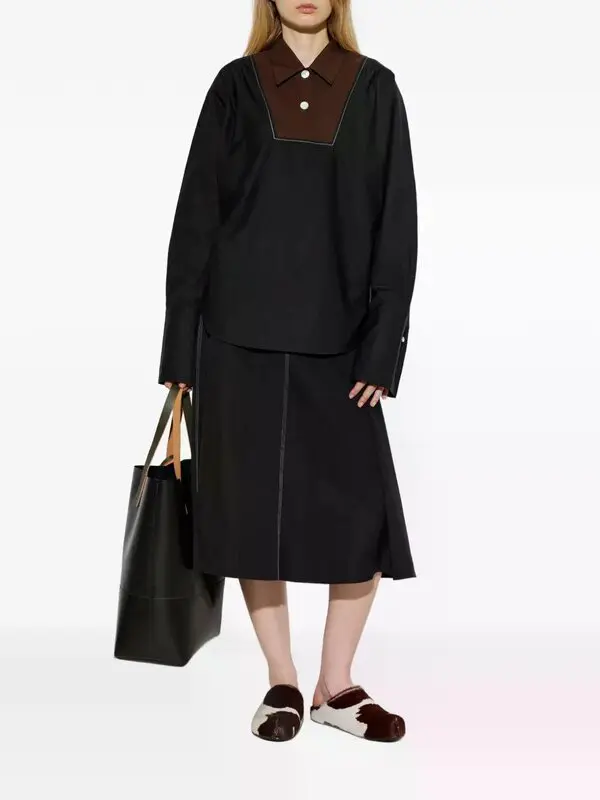 Marni Contrast-stitch A-line Midi Skirt