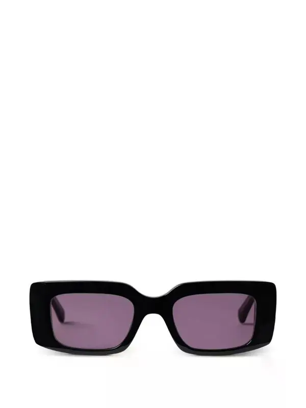 Sandro Rectangle Frame Sunglasses With Gold-tone Hardware - Black