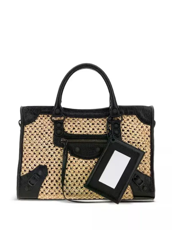 Balenciaga Small Le City Raffia Tote Bag - Brown