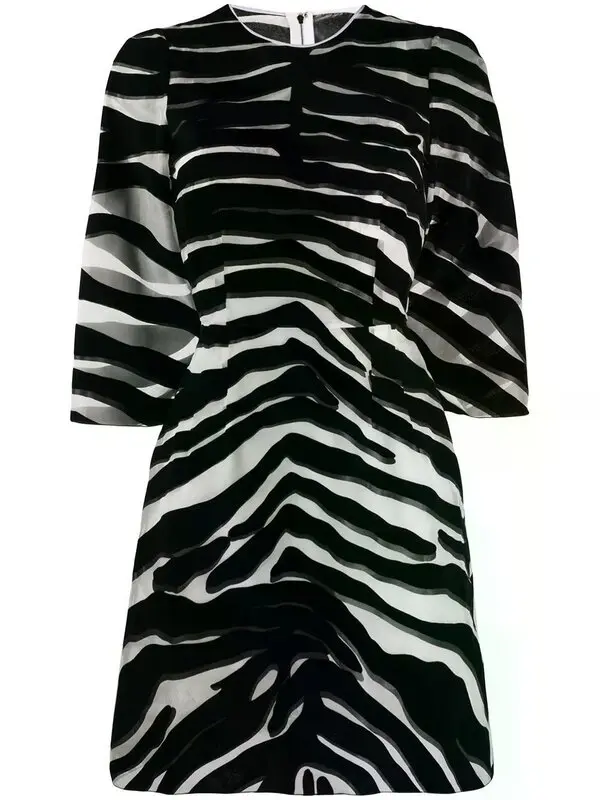 Dolce & Gabbana Zebra Print Sheer Dress - Black