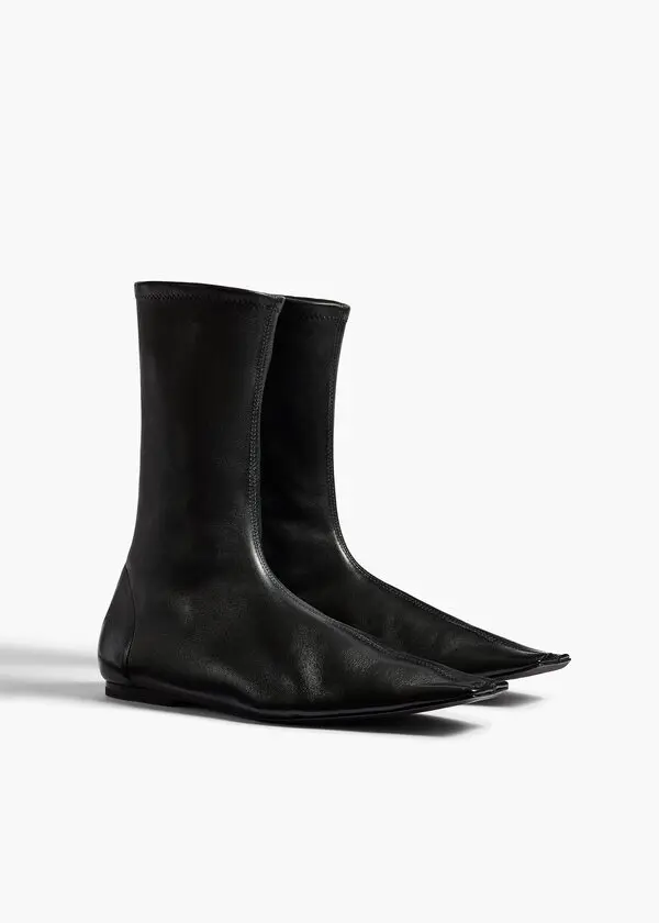 Khaite Marlene Stretch Nappa Leather Mid-calf Boot - Black