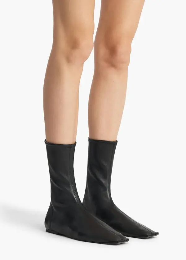 Khaite Marlene Stretch Nappa Leather Mid-calf Boot - Black